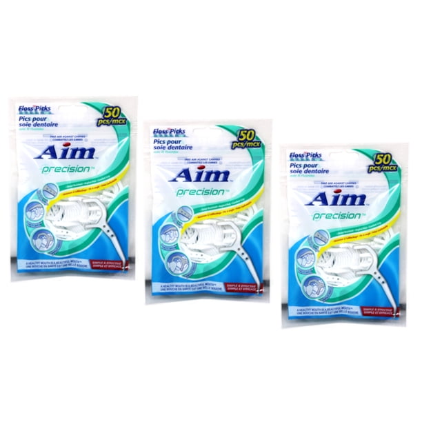 150 Count Aim Precision Effective Floss Picks Waxed Nylon Flouridex ...