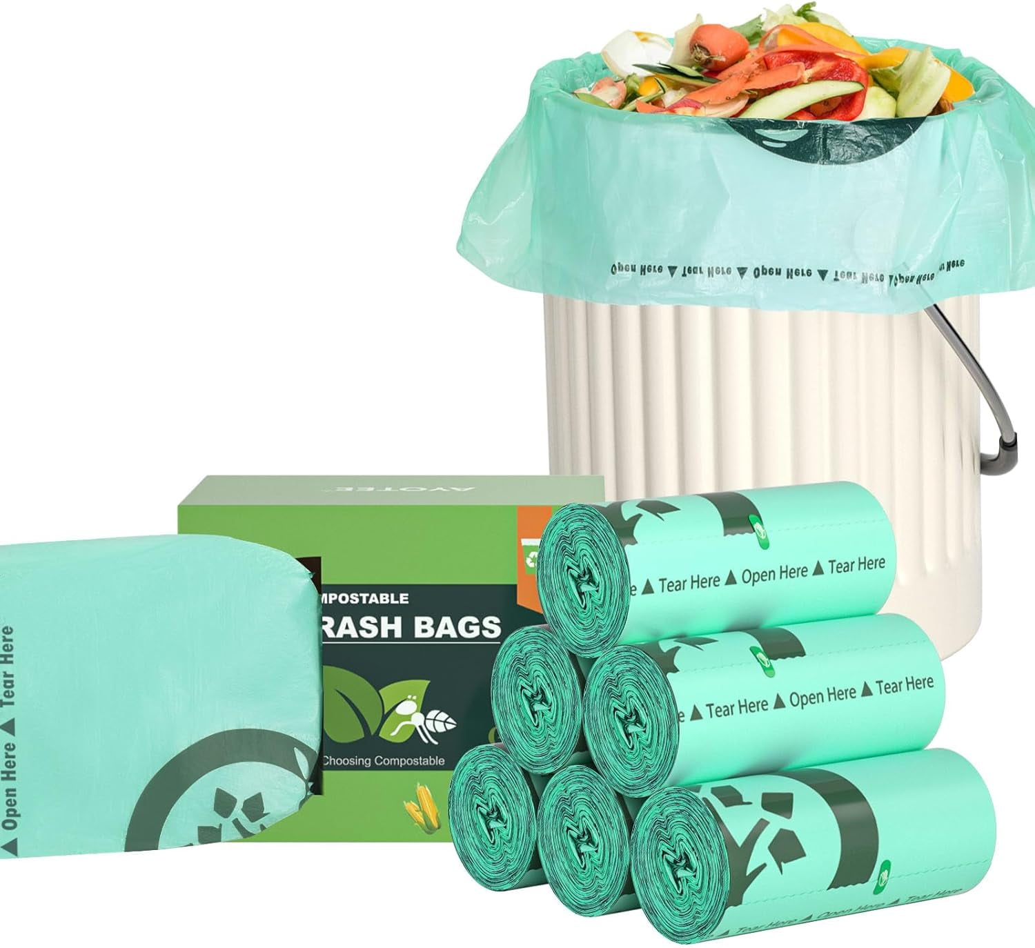 150 Count Compostable Trash Bags 1.2 Gallon Small Trash Bags, Small ...