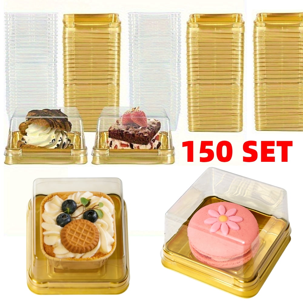 150 Count Mini Cupcake Containers 3" Square Plastic Mini Cupcake Boxes ...