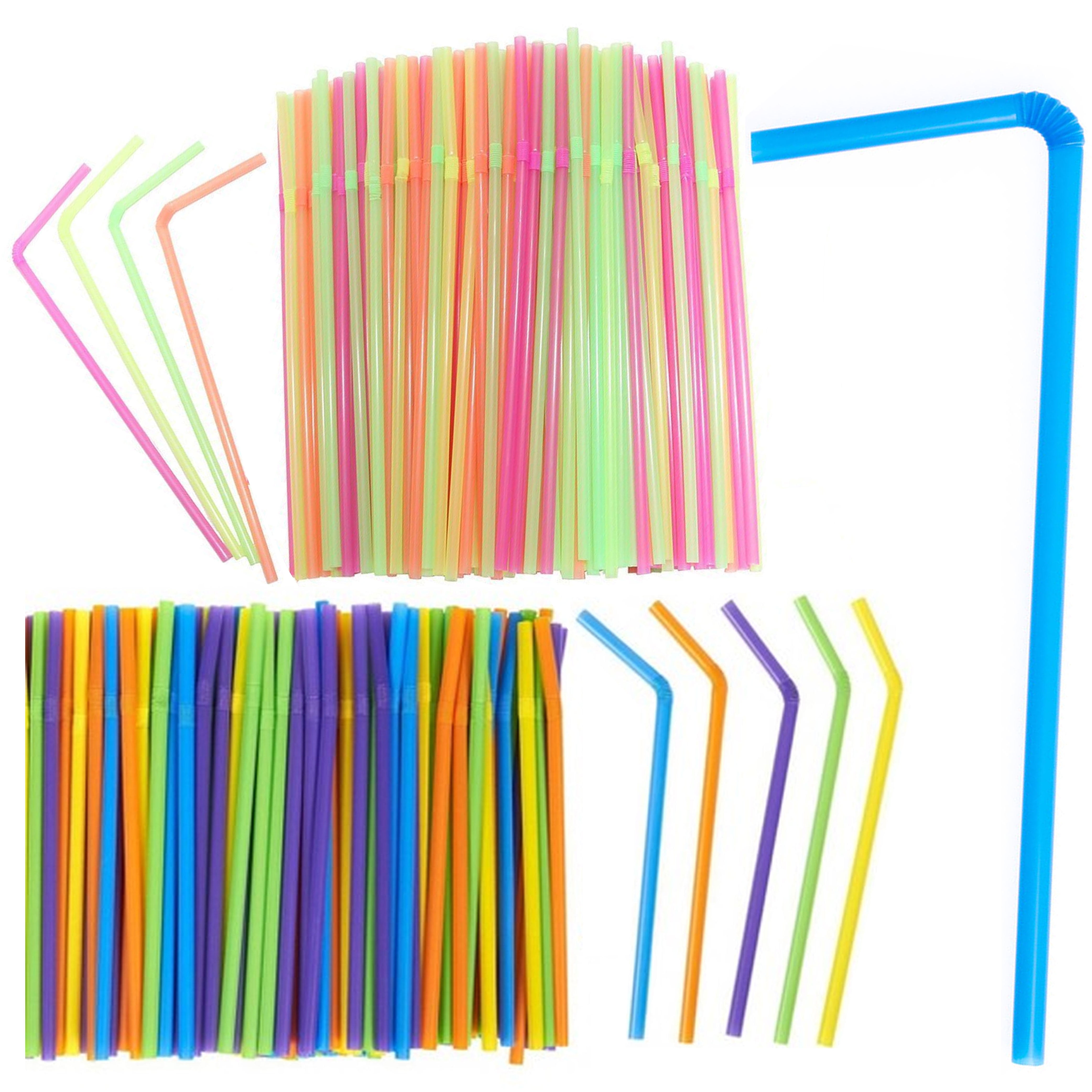 150 Ct Flexible Bendy Long Straws Plastic Party Bar Drinking Supplies ...