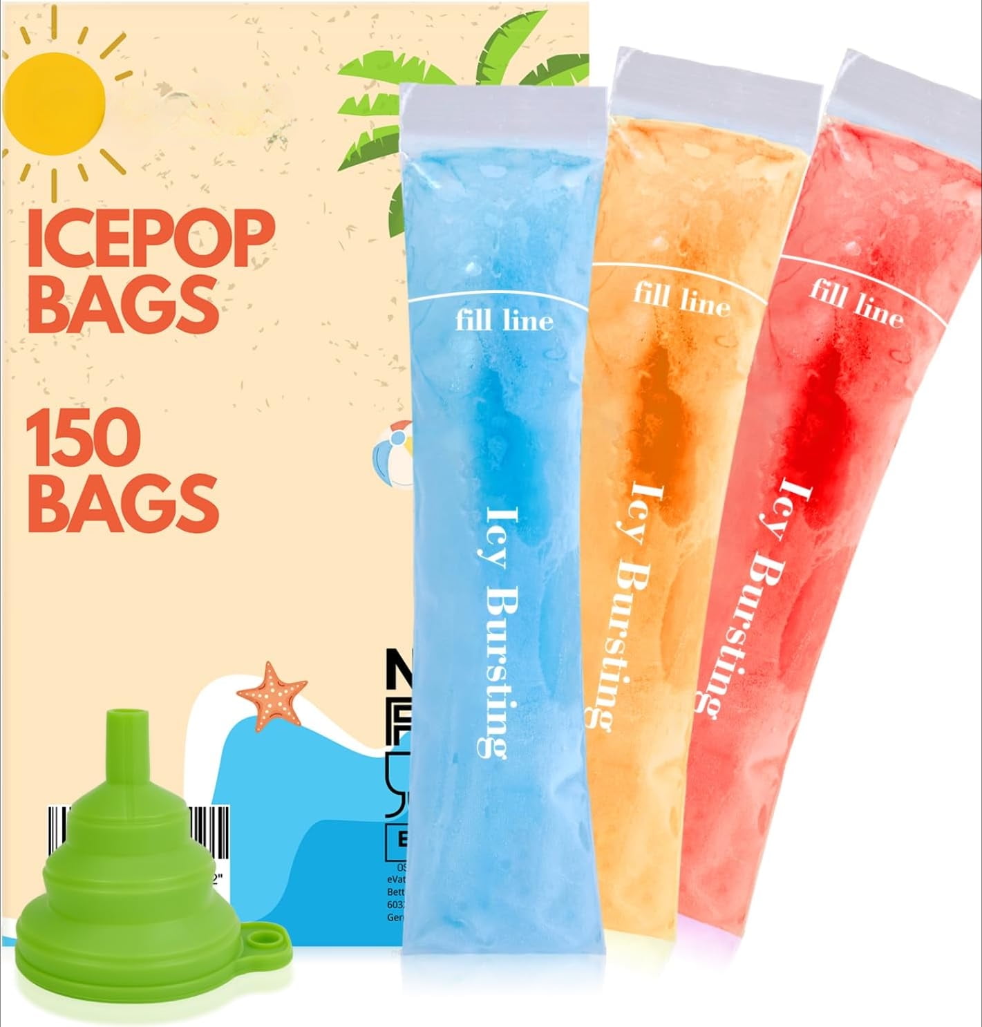 150 Disposable Ice Popsicle Mold Bags (8x2") for DIY Natural Fruit ...