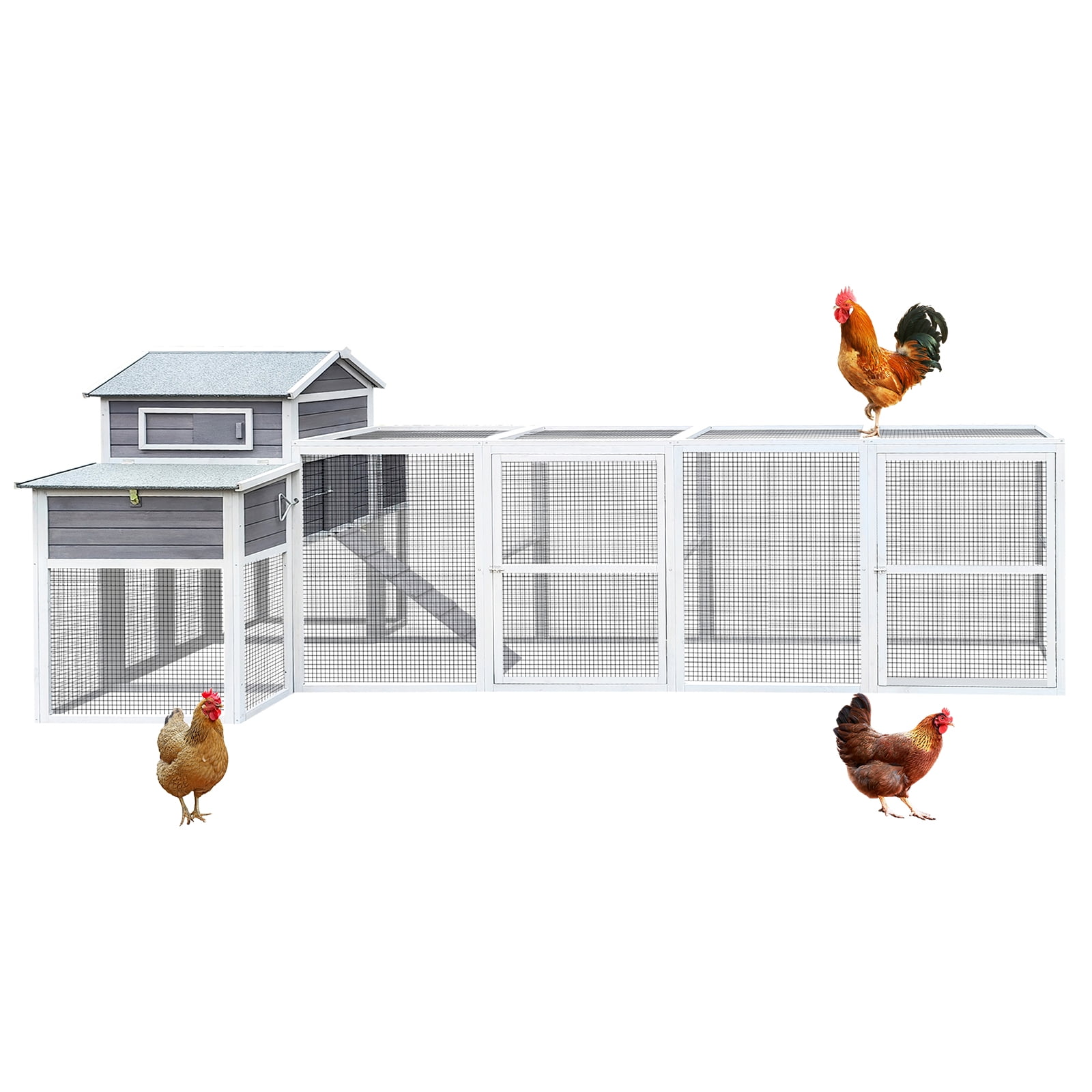 150" Extra Large Chicken Coop – Outdoor Wooden Hen House with Black ...