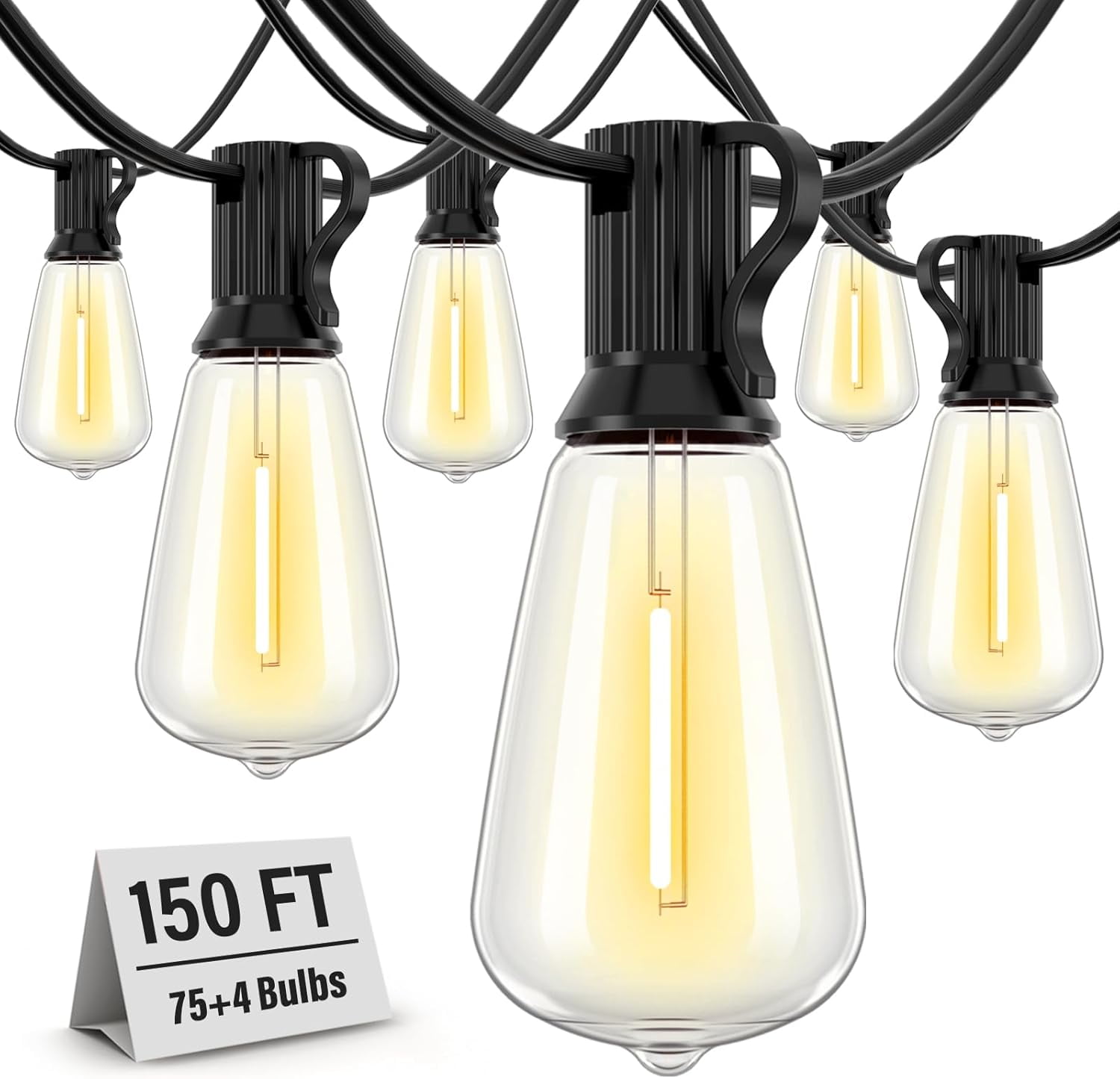 150 Feet LED Outdoor String Lights Waterproof, 2700K LED Patio String ...