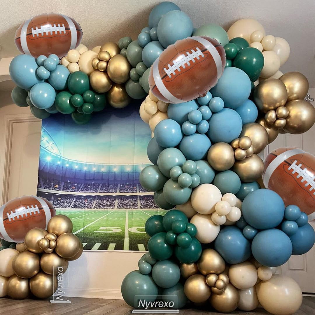 150 Football Party Balloons KEF16 Arch Decoration Kit, Dusty Blue Dark ...