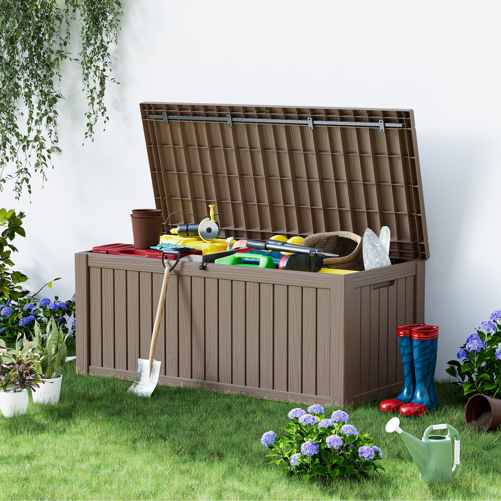 150 Gallon EasyUp Outdoor Resin Deck Box Storage for Patio Furniture ...