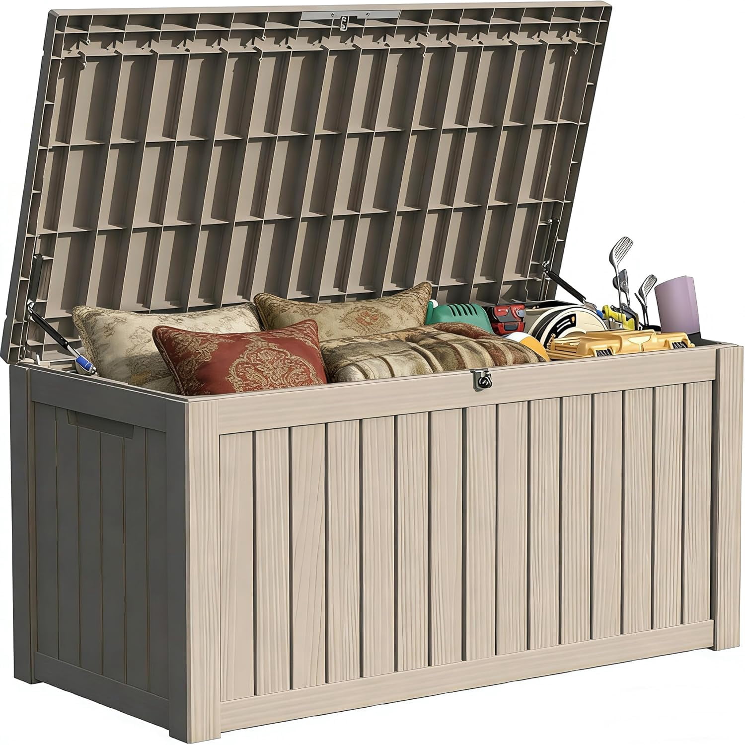 150 Gallon Outside Storage Box & Bench,Lockable&Waterproof Storage ...