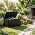 150 Gallon Resin Deck Box, Heavy Duty Outdoor Storage Box with Lockable ...