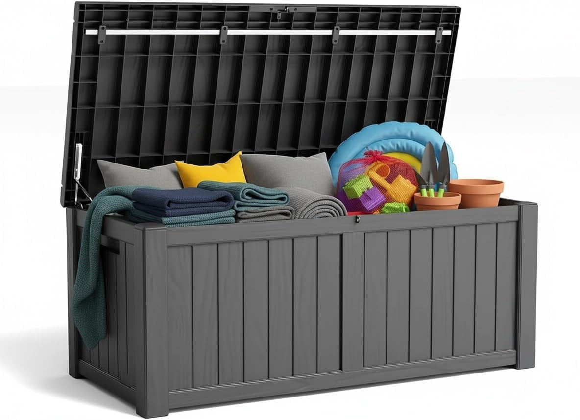 150 Gallon Resin Deck with Lockable Lid - Outdoor Storage for Patio ...