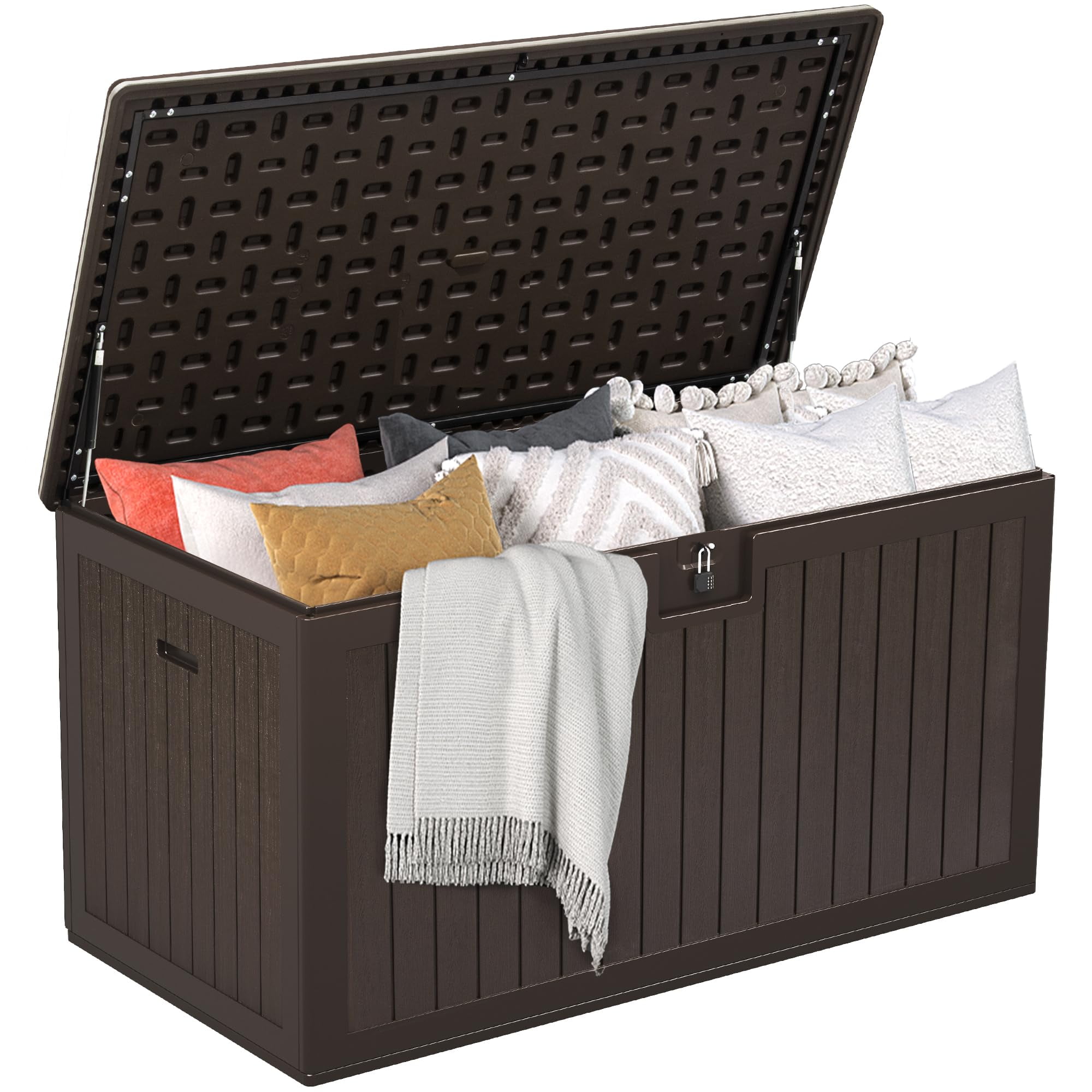 150 Gallon Resin Outdoor Storage Box, XXL Double-Wall Waterproof Deck ...