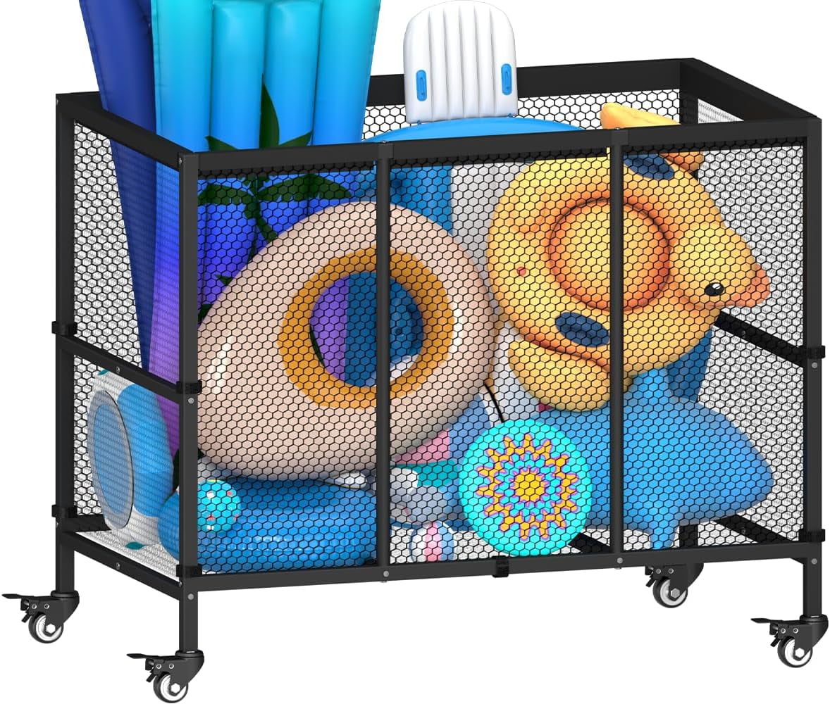 150 Gallon Swimming Pool Storage Bin, Outdoor Rolling Pool Toy ...