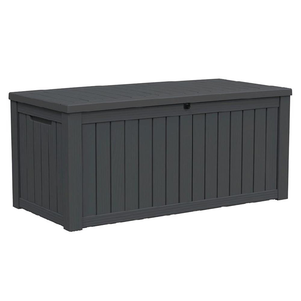 150-Gallon Weatherproof Outdoor Storage Box with Woodgrain Finish ...