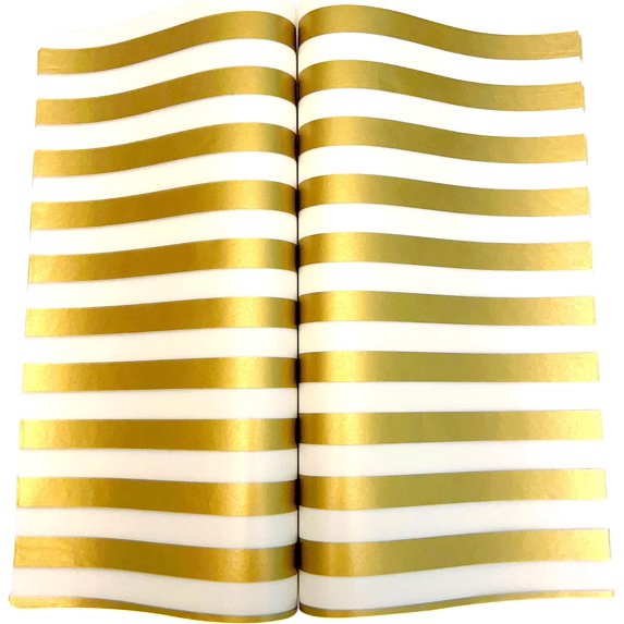 150 Gold and White Striped Wax Sheets - Greaseproof, Waterproof ...