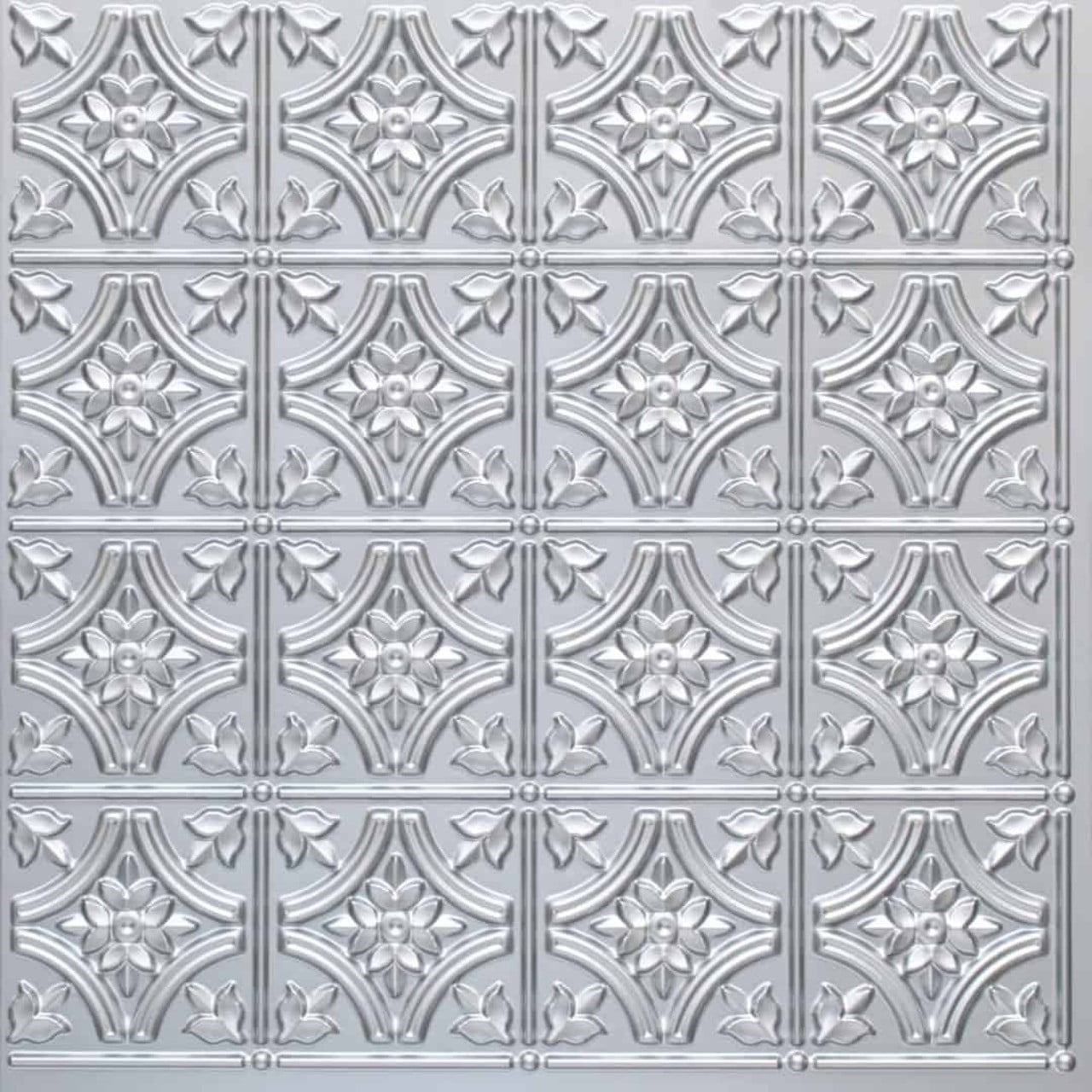 150 - Gothic Reims 2 ft. x 2 ft. PVC Glue-up Ceiling Tile in Silver (40 ...