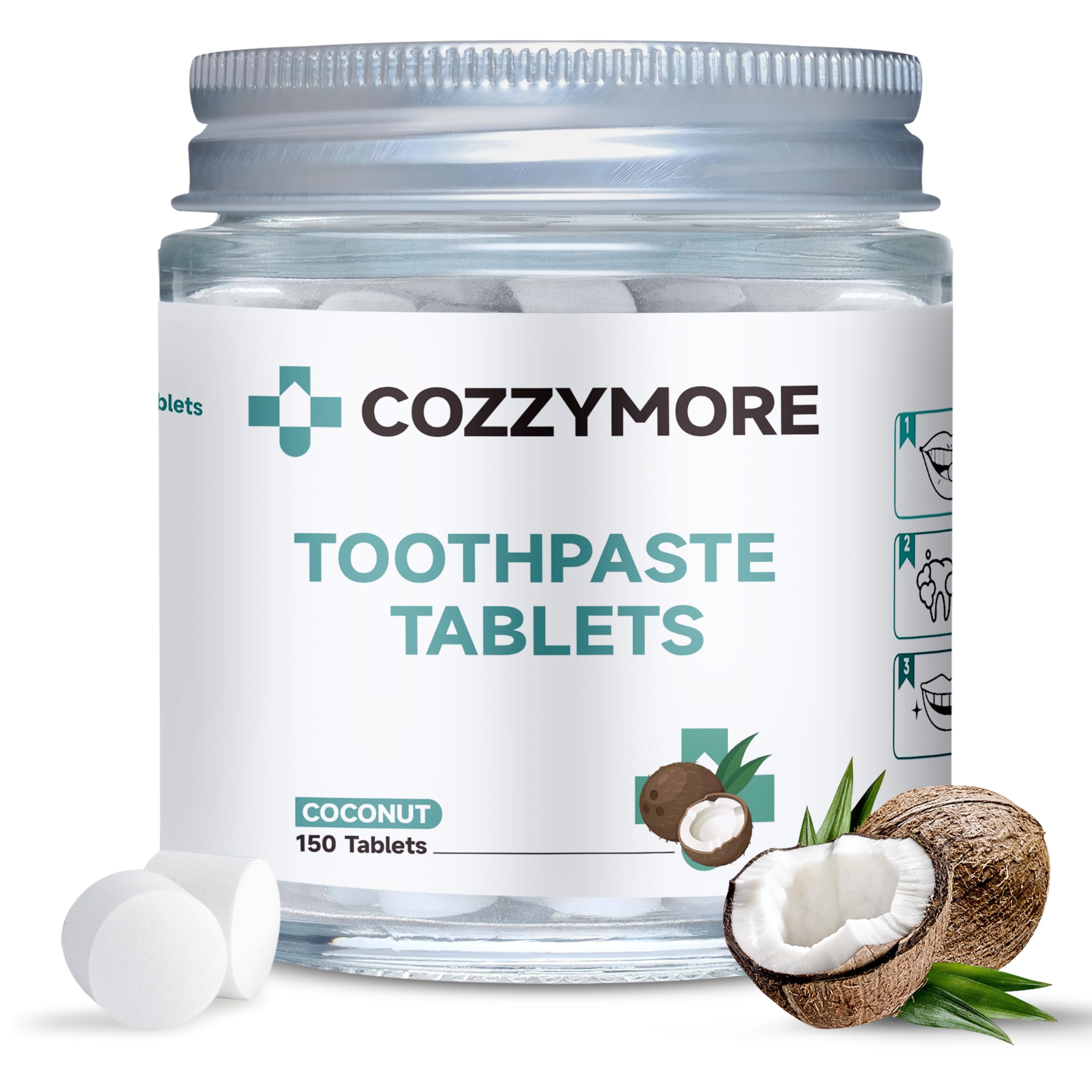 150 Natural Toothpaste Tabs, MMF7 Fluoride & Plastic Free, Eco & Travel ...