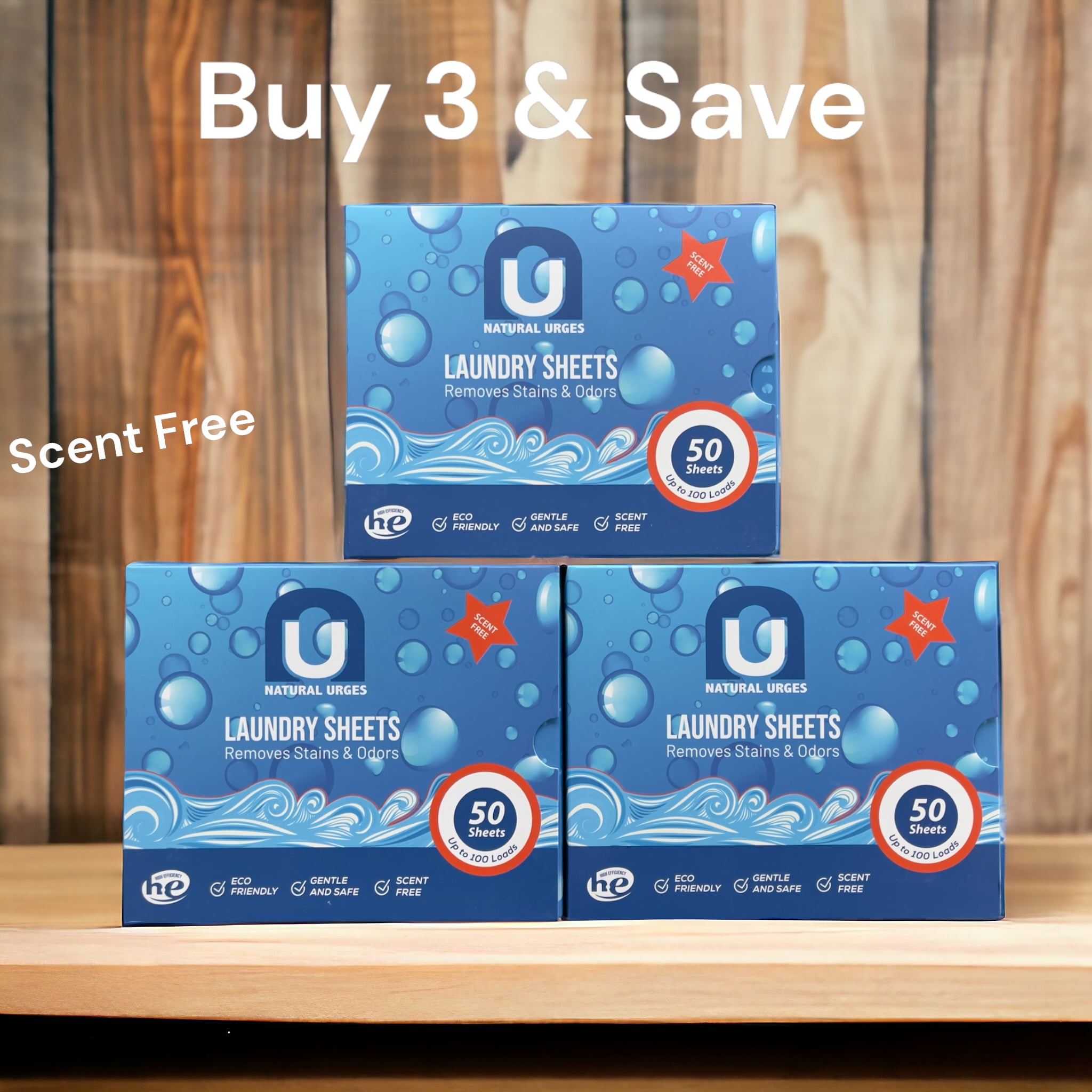150 Natural Urges Laundry Detergent Sheets, 50 Laundry Sheets (Scent ...