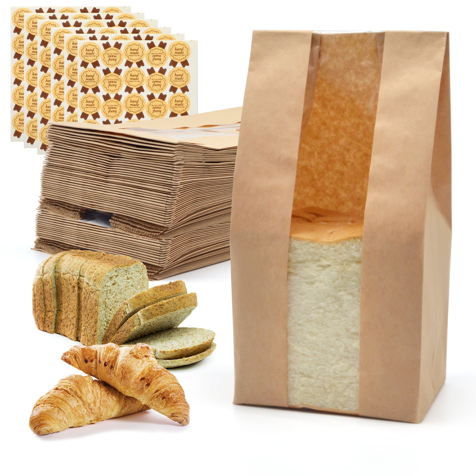 Large Paper Bread Bags, Paper Bakery Bags Kraft Paper Bread Loaf Bags ...