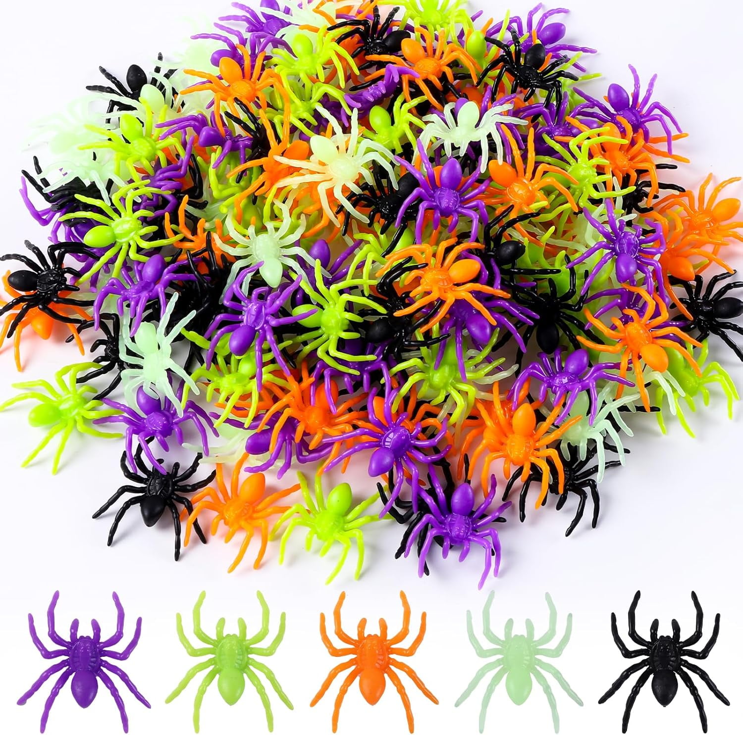 150 PCS Halloween Realistic Spiders Decoration, Small Colorful Plastic ...