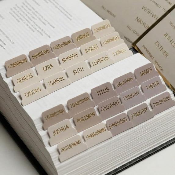 150 PCS Laminated Bible Tabs, Gold Foil Mini Index Tabs, Large Print ...