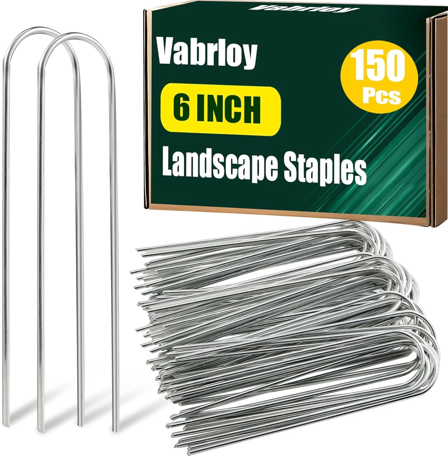 150 PCS Landscape Staples,6 Inch Garden Stakes,12 Gauge Garden Staples ...