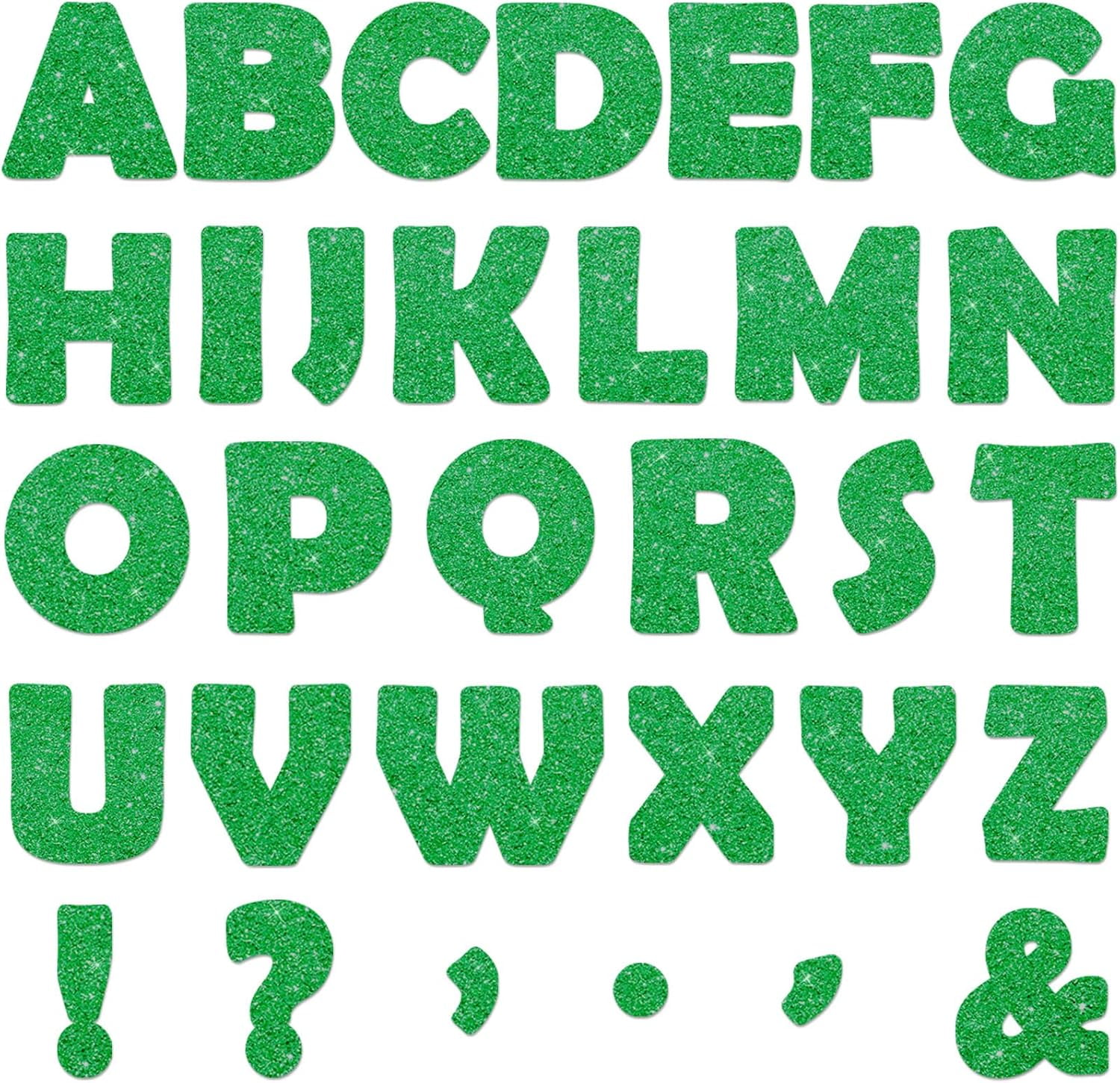 150 PCS Large 6" Font Letters and Punctuation Set Glitter Green Summer ...
