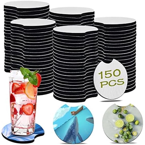 150 PCS Sublimation Blank Car Coasters, 2.75 in Circular Opening Blank ...