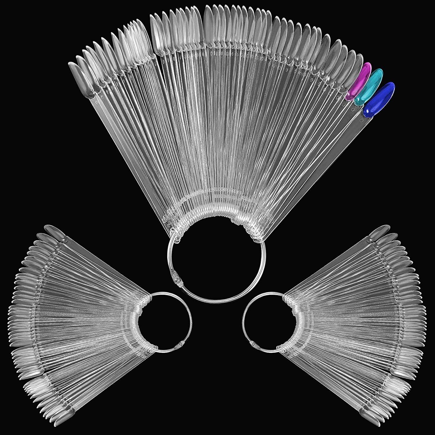 150 PCS Tips Clear Nail Art Sticks, Fan-shaped Nail Display Sticks ...