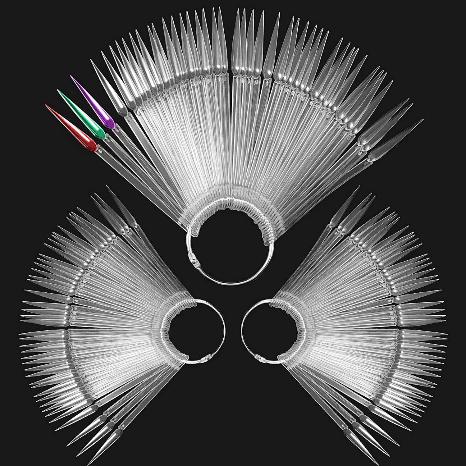 150 PCS Tips Clear Nail Sample Swatches Sticks, Pointed Tip Practice ...