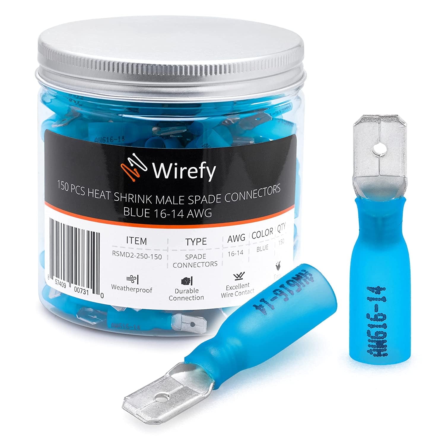 150 PCS Wirefy Male Spade Connectors - Heat Shrink Spade Connector Kit ...
