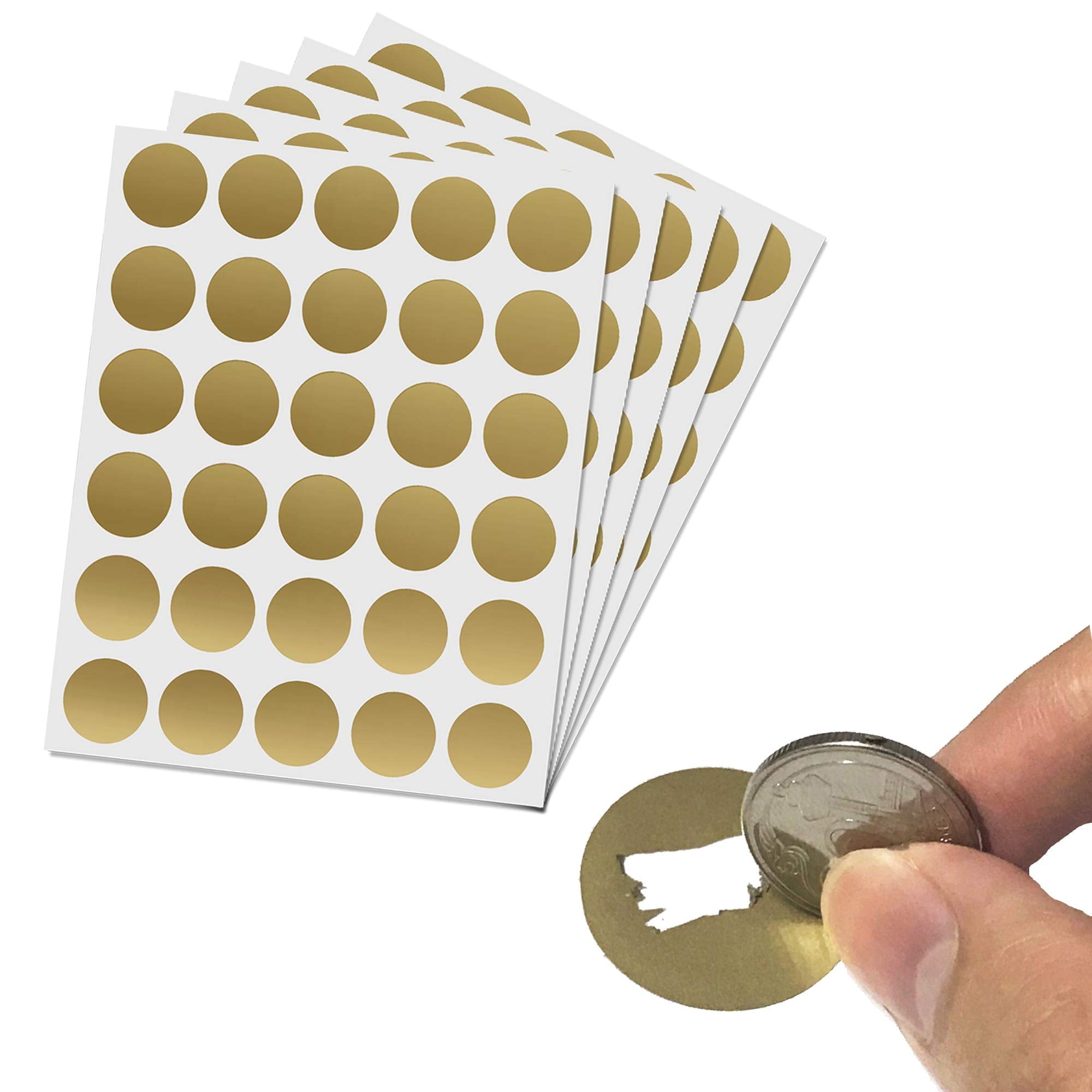 150 Pack 1 Inch Round Scratch Off Stickers, Gold Circle Labels for DIY ...