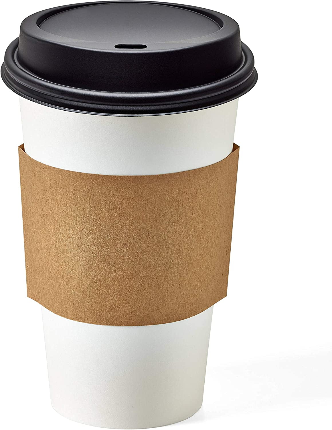 150 Pack - 20 oz Disposable White Paper Coffee Cups with Black Dome ...