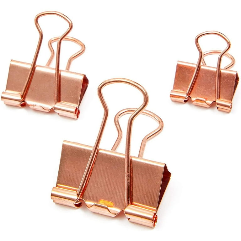 150 Pack Rose Gold Binder Clips Paper Clamps 3 Assorted Size Small Medium Large File Clips for School Files Documents Modern Office Supplies