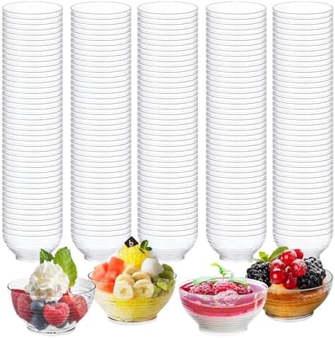 150 Pack 3 oz Hard Plastic Bowls, Clear Plastic Bowl Disposable Dessert ...