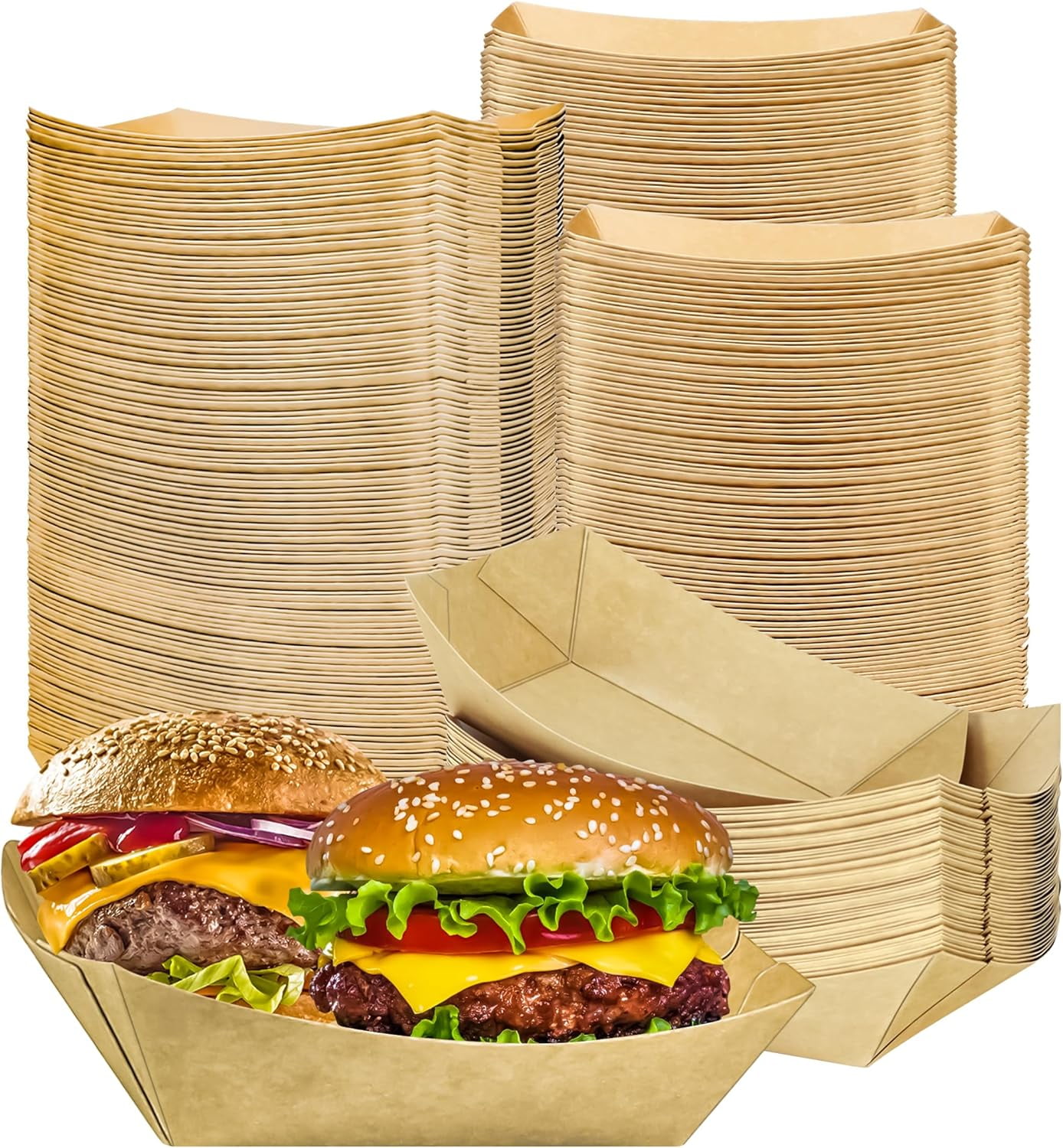 150 Pack 3LB Paper Food Boat Trays Disposable Paper Boat Containers ...