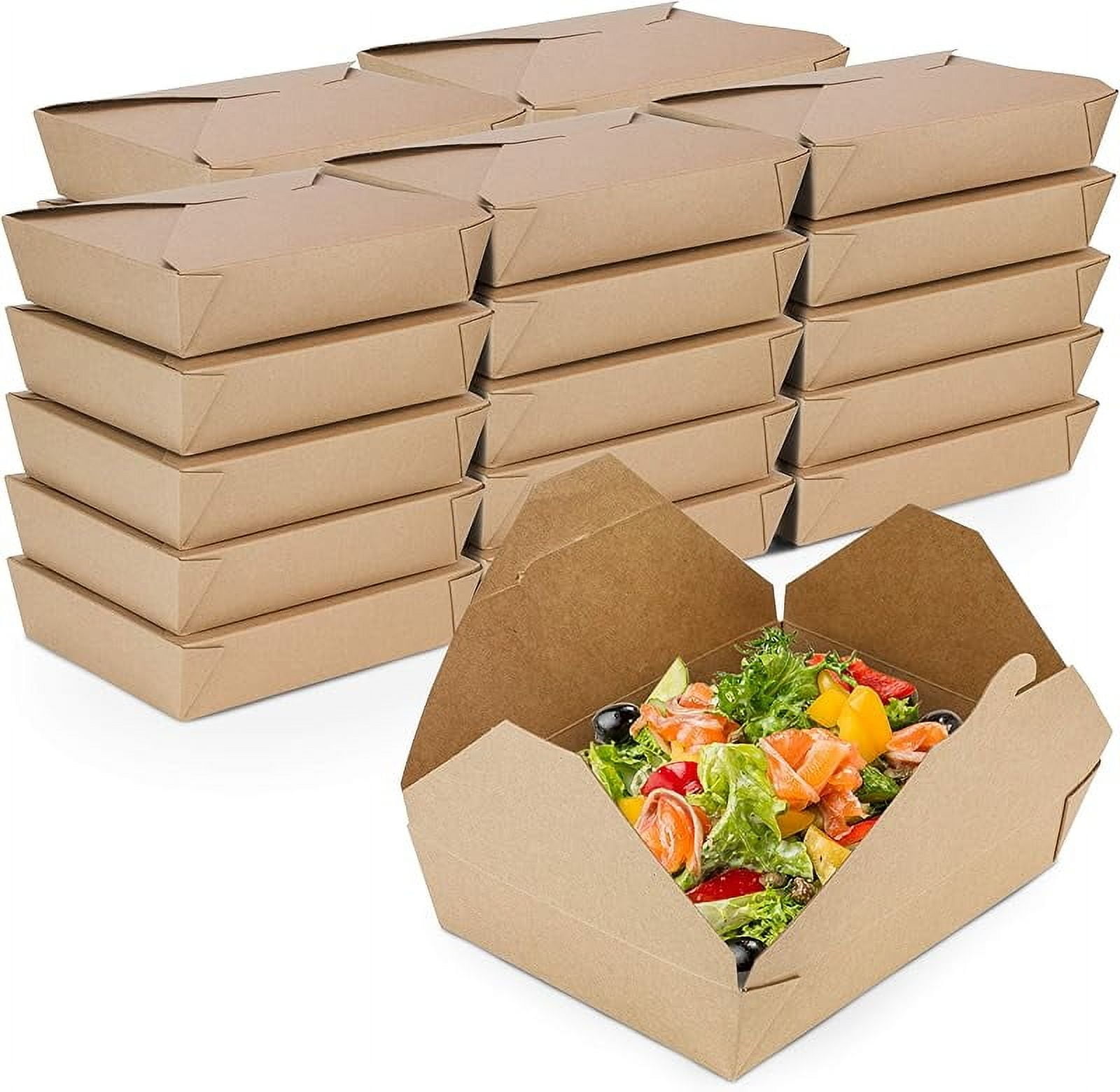 150 Pack 48 oz Disposable Take Out Containers Microwaveable Kraft Paper ...