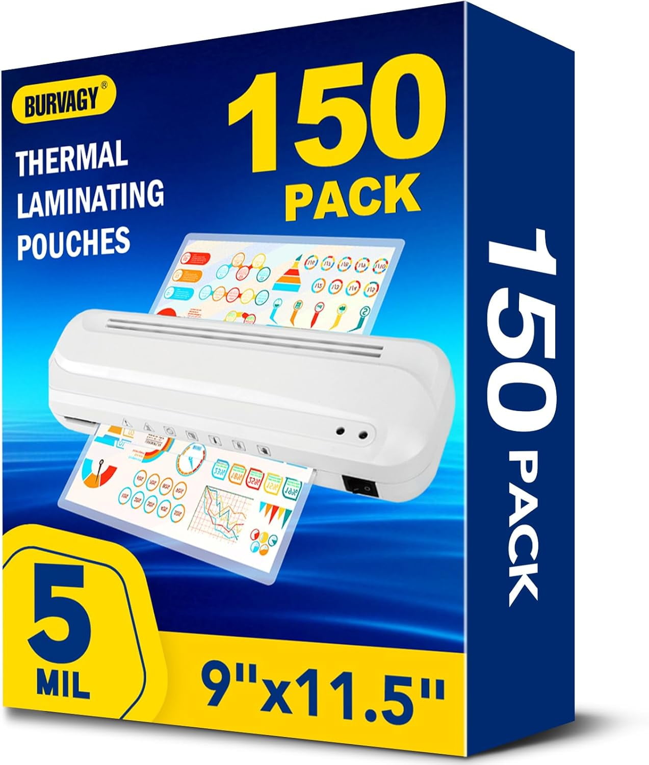 150 Pack 5 Mil Laminating Sheets 9x11.5 Inches Thermal Laminating ...