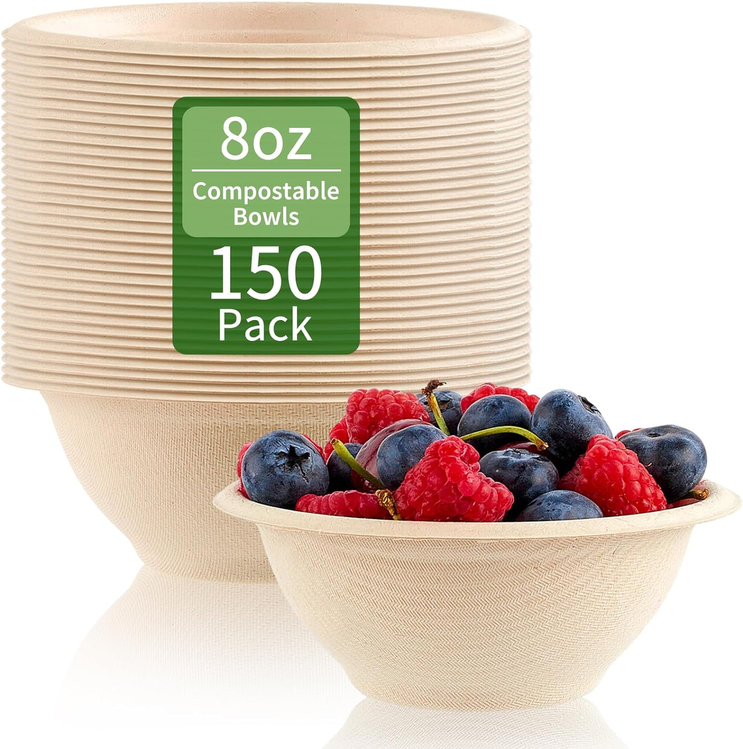 150 Pack 8 oz Compostable Paper Bowls Small Disposable Soup Bowls ...
