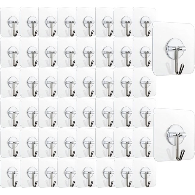 150 Pack Adhesive Hooks Wall Hooks 24lb(Max) Self Adhesive Hooks Heavy ...