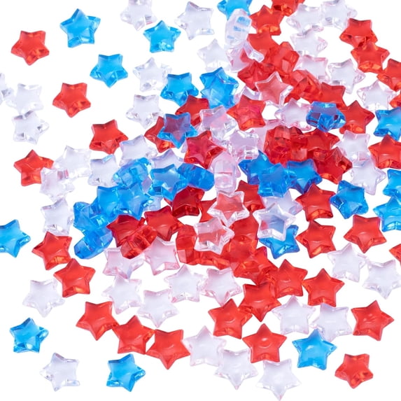 150 Pack Blue Red Clear Acrylic Star Pony Beads for Professional Daily ...