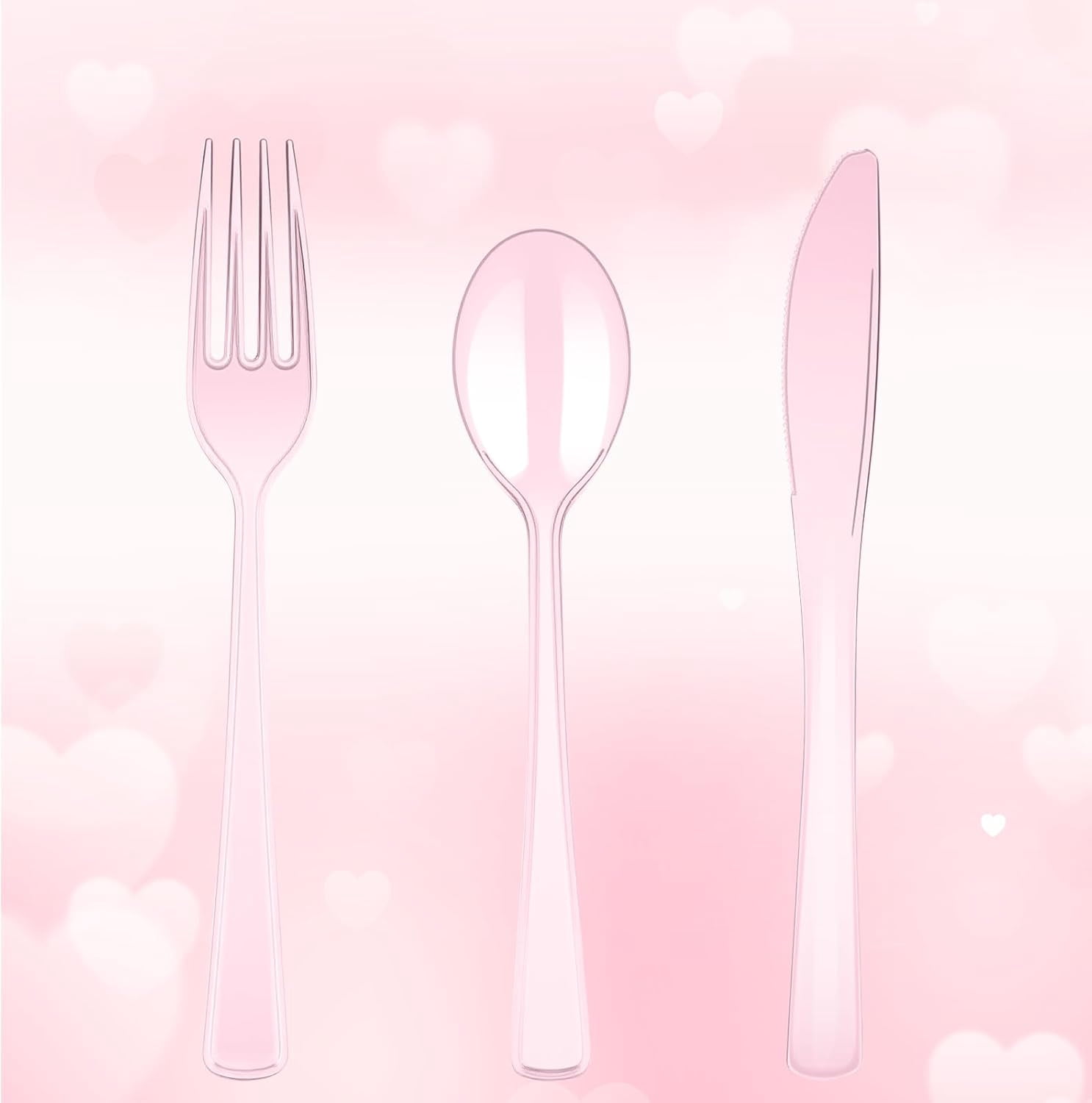 150 Pack Clear Pink Disposable Plastic Silverware Heavy Duty, Plastic ...