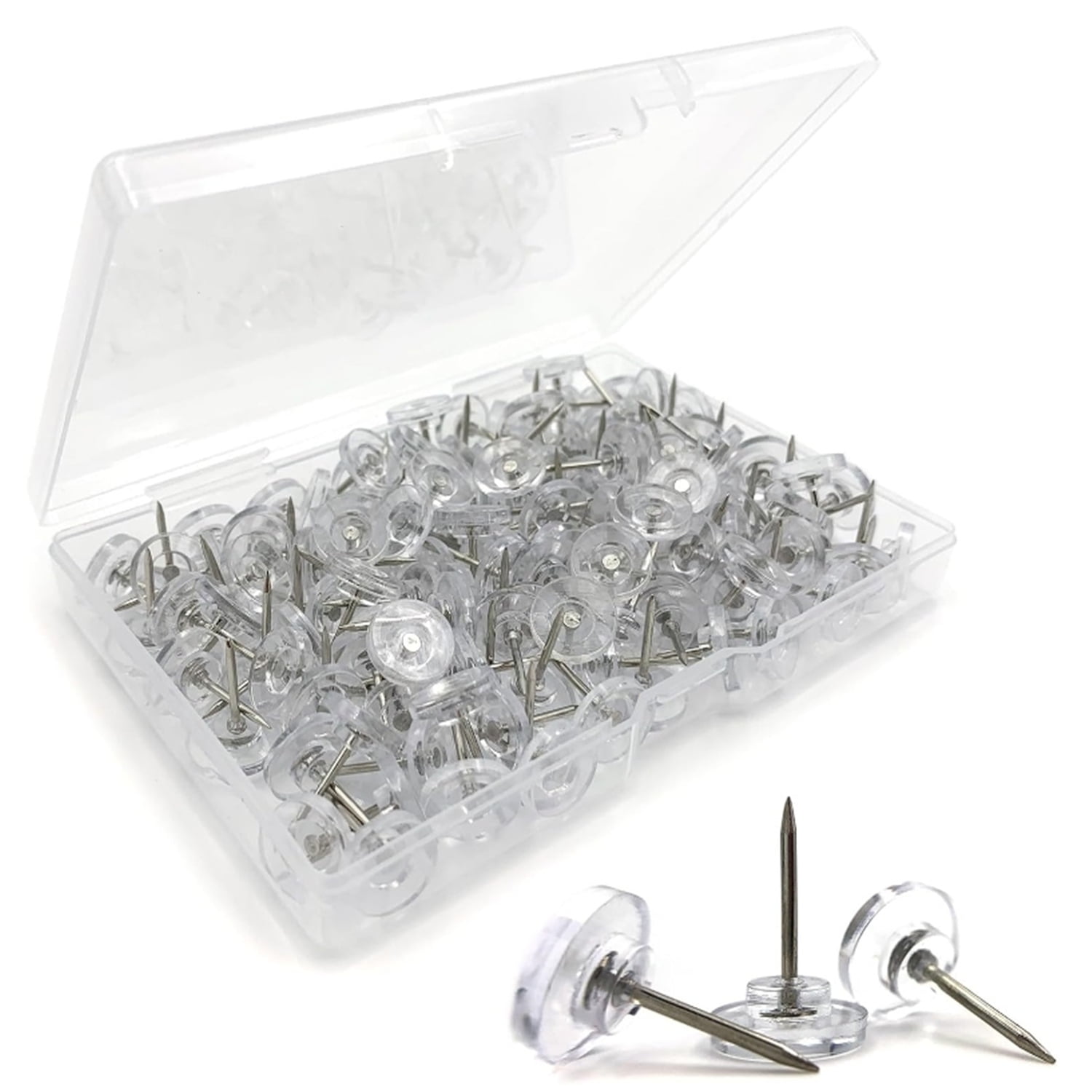 150 Pack Clear Push Pins Tacks, Flat Head Thumbtacks for Bulletin Board ...