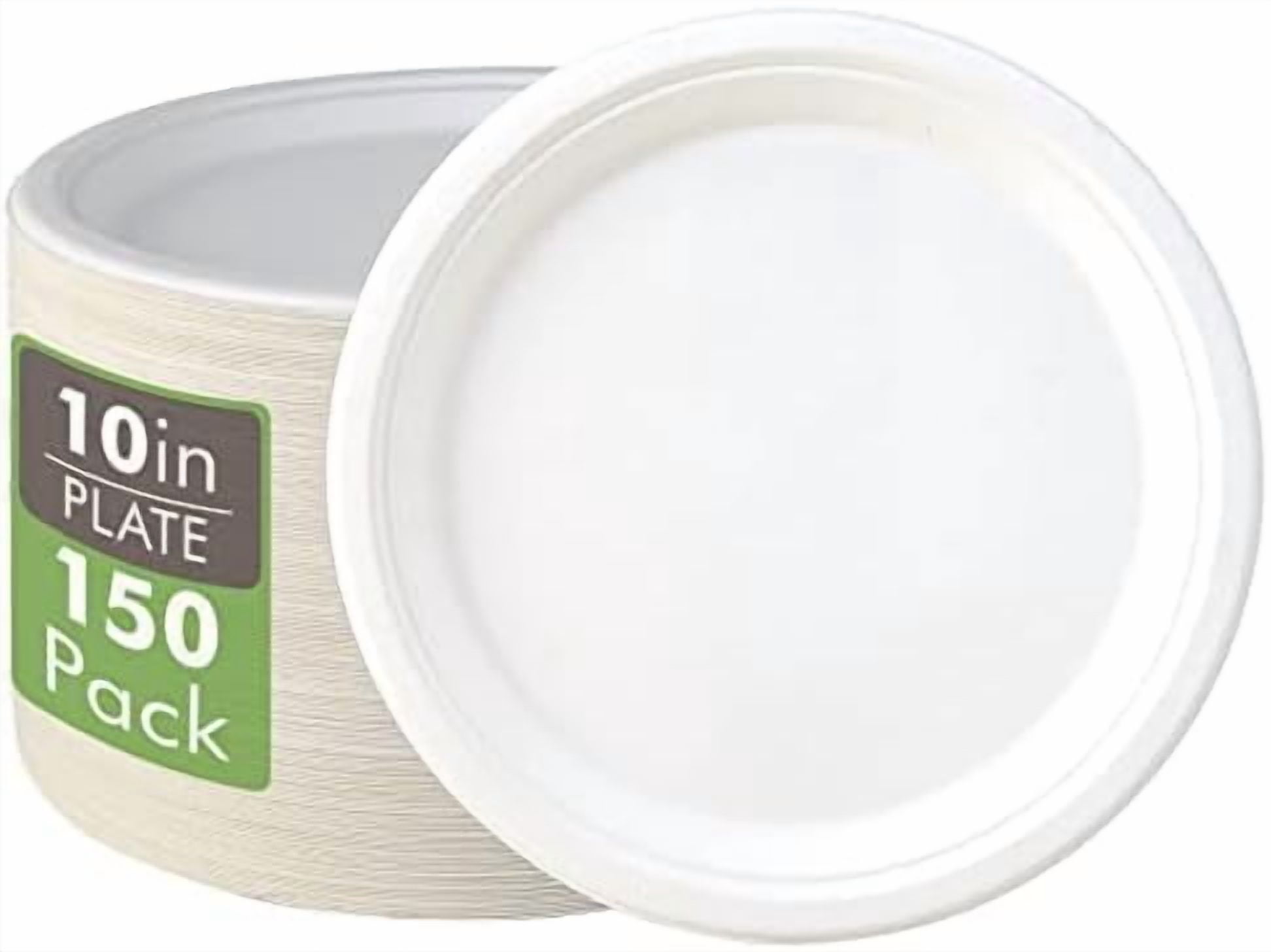 150 Pack Compostable Disposable Paper Plates 10.25 inch Super Strong ...