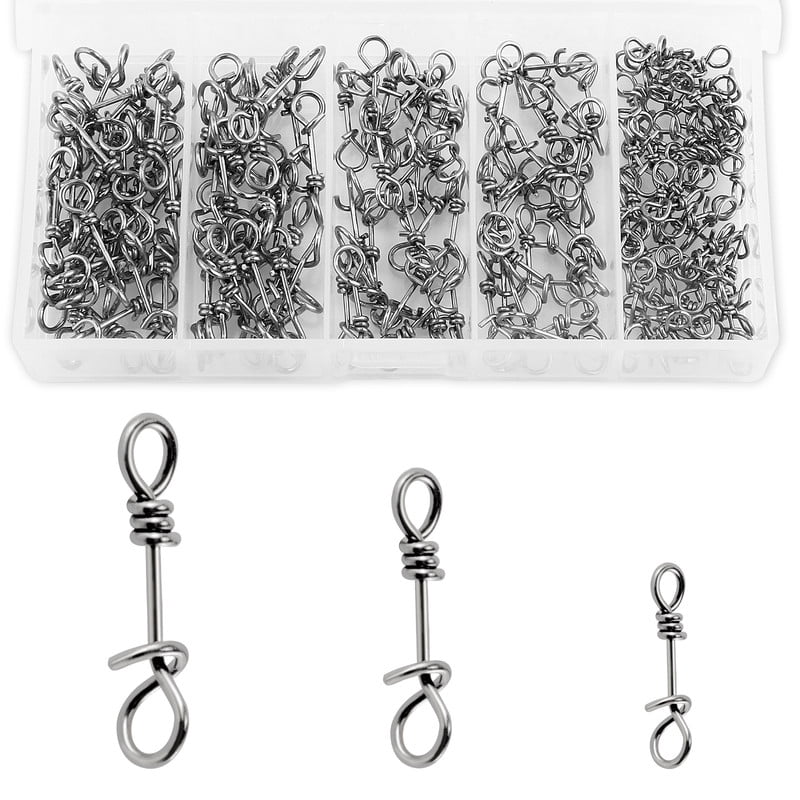 150-Pack Fly Fishing Snaps Twist Clips, 3 Sizes Stainless Steel Quick ...