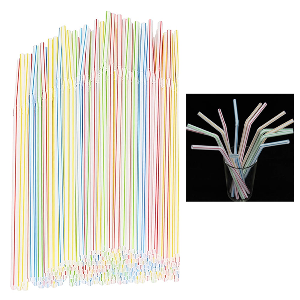 150 Pack Long Flexible Drinking Straws Party Bar Drinking Supplies ...