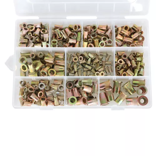 150 Pack Metric + 150 Pack Sae Zinc Steel Rivet Nut Kit Nutsert Assort ...