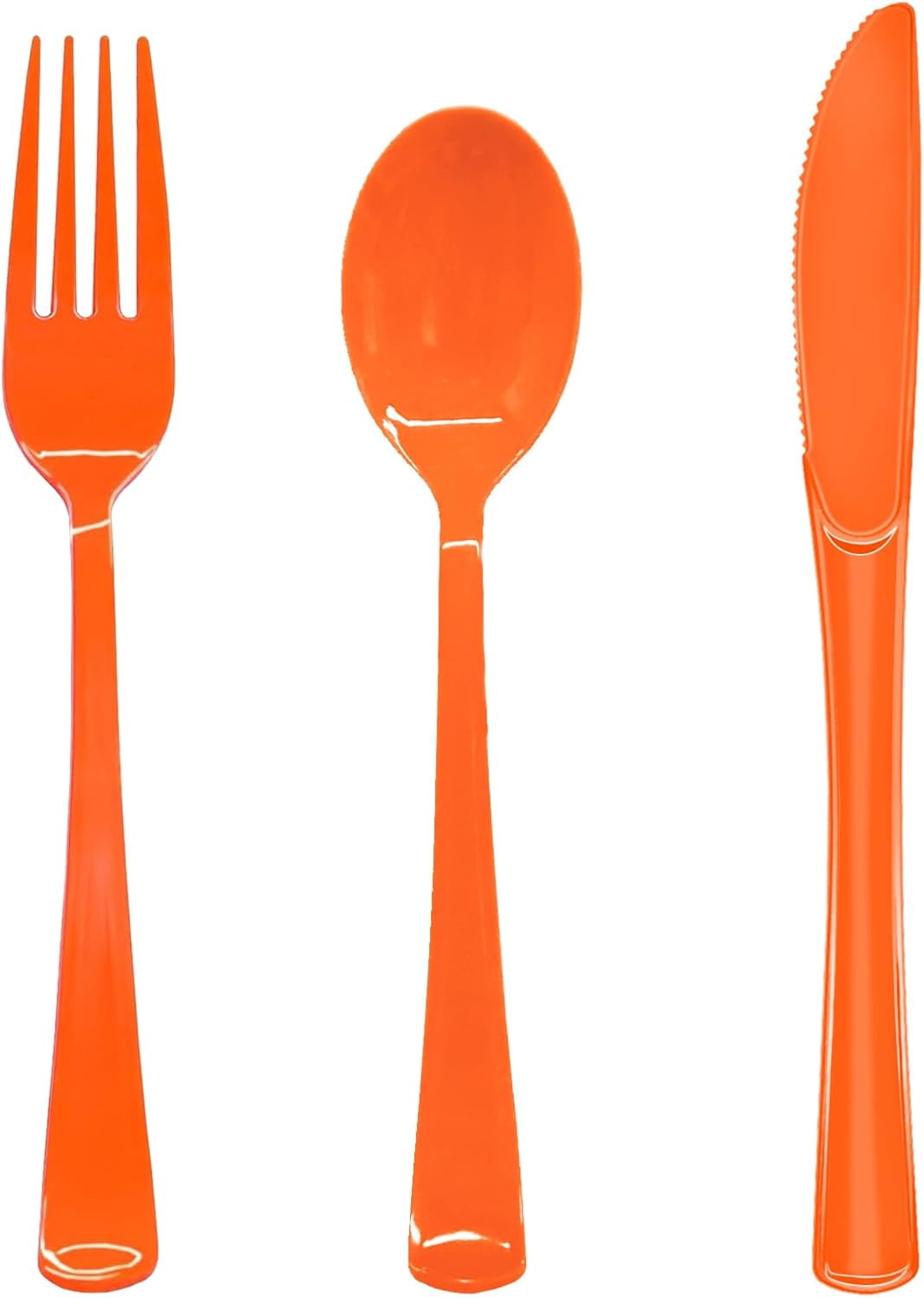 150 Pack Orange Plastic Silverware, Orange Plastic Cutlery Disposable ...