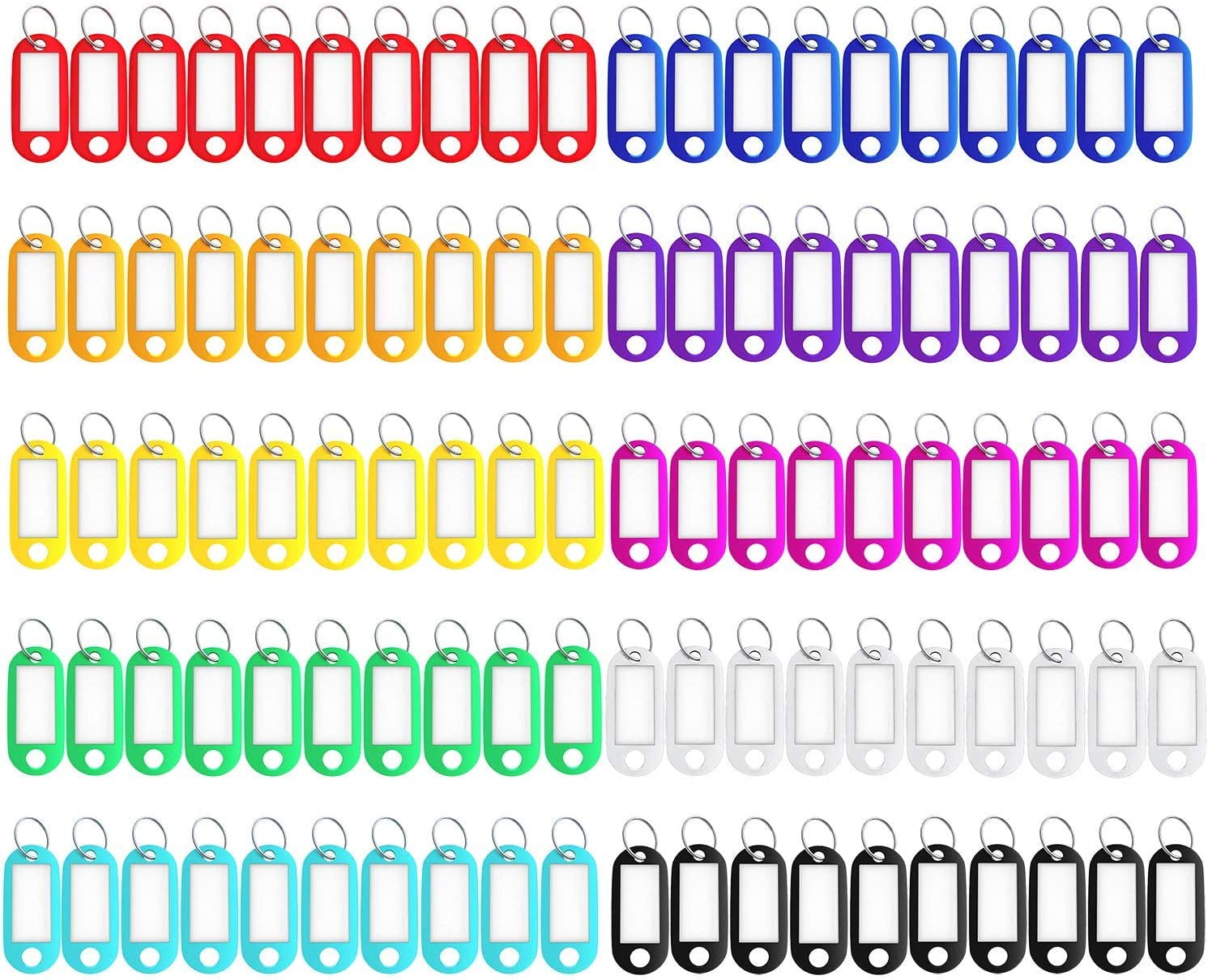 150 Pack Plastic Key Tags, 10 Assorted Colors Key Keychain Tags with Labels, Key Chain Label ...