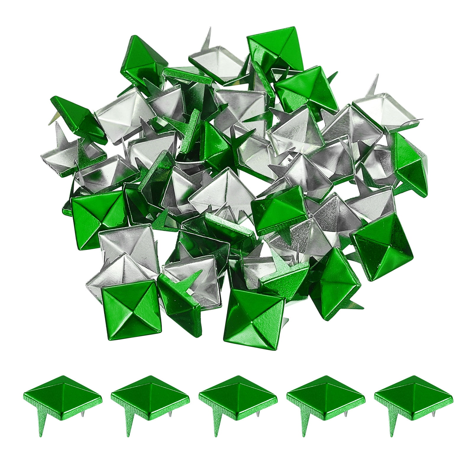 150 Pack Pyramid Rivets for Clothing, 10mm 2-Jaw Square Rivets, Green ...