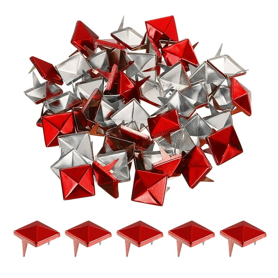 150 Pack Pyramid Rivets for Clothing, 10mm 2-Jaw Square Rivets, Red ...