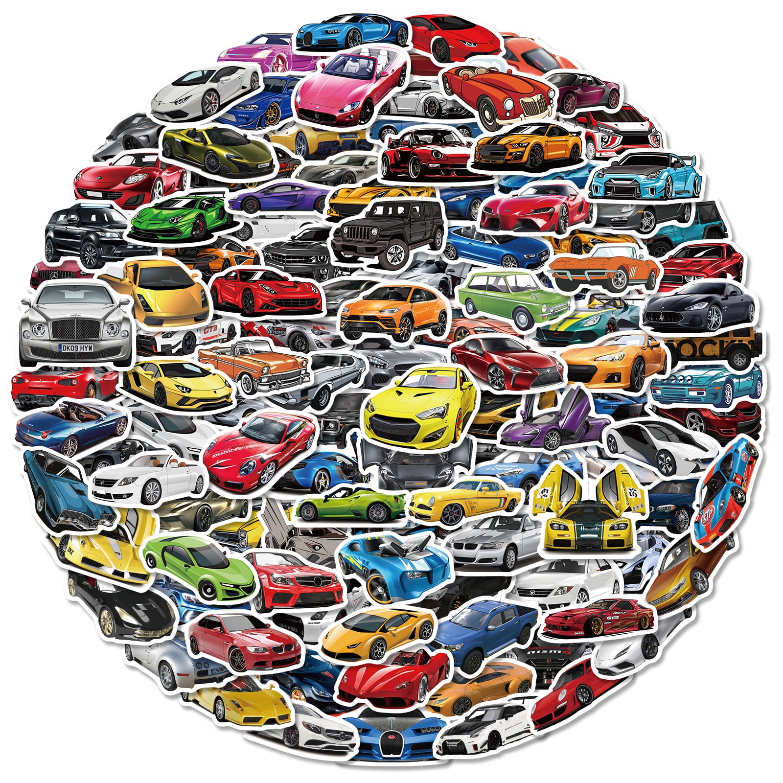 150-Pack Racing Car Stickers - Cartoon Supercar Decals for ...
