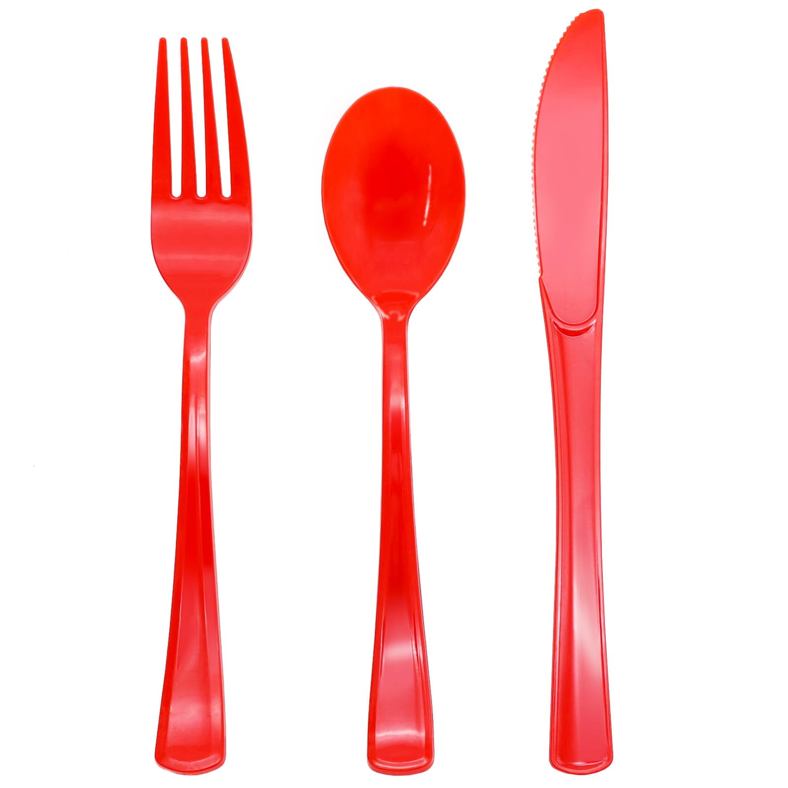 150 Pack Red Plastic RRF12 Silverware, Red Plastic Utensils, Disposable ...